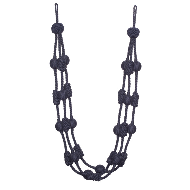 HARBOUR BEADED & KNOTTED HOLDBACK - NAVY - Samuel and Sons